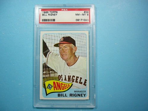 1965 TOPPS MLB BASEBALL CARD #66 BILL RIGNEY PSA 8 NM/MINT SHARP+ '65 ...