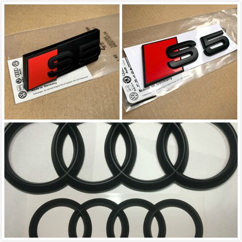 OE Style Audi S5 Front Rear Emblem Full Matte Black Badge For Audi S5 ...