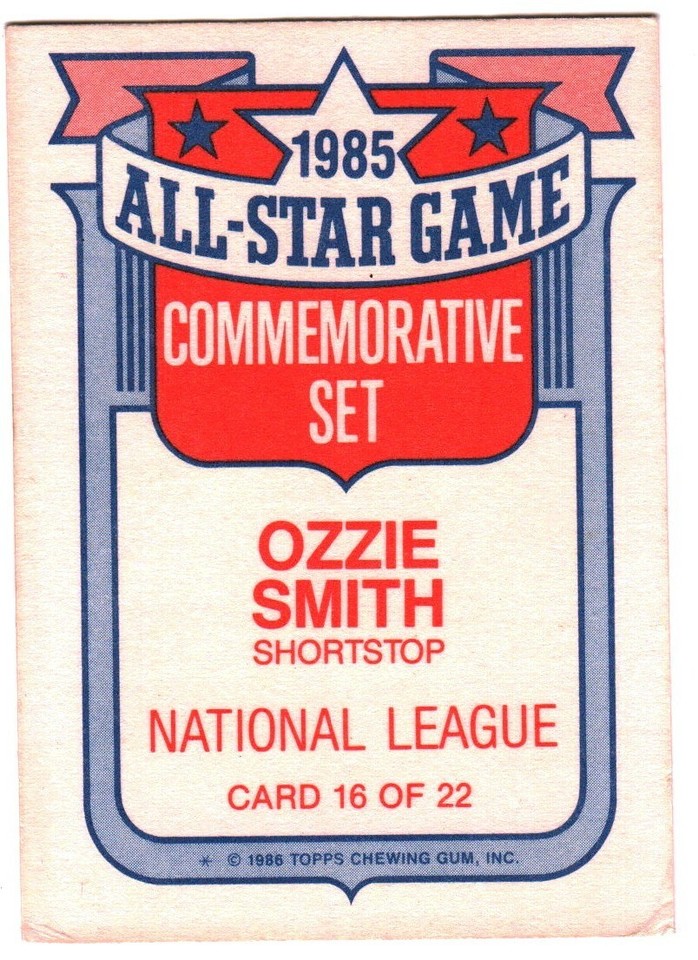 1986 Topps Glossy All-Star #16 Ozzie Smith, St. Louis Cardinals | eBay