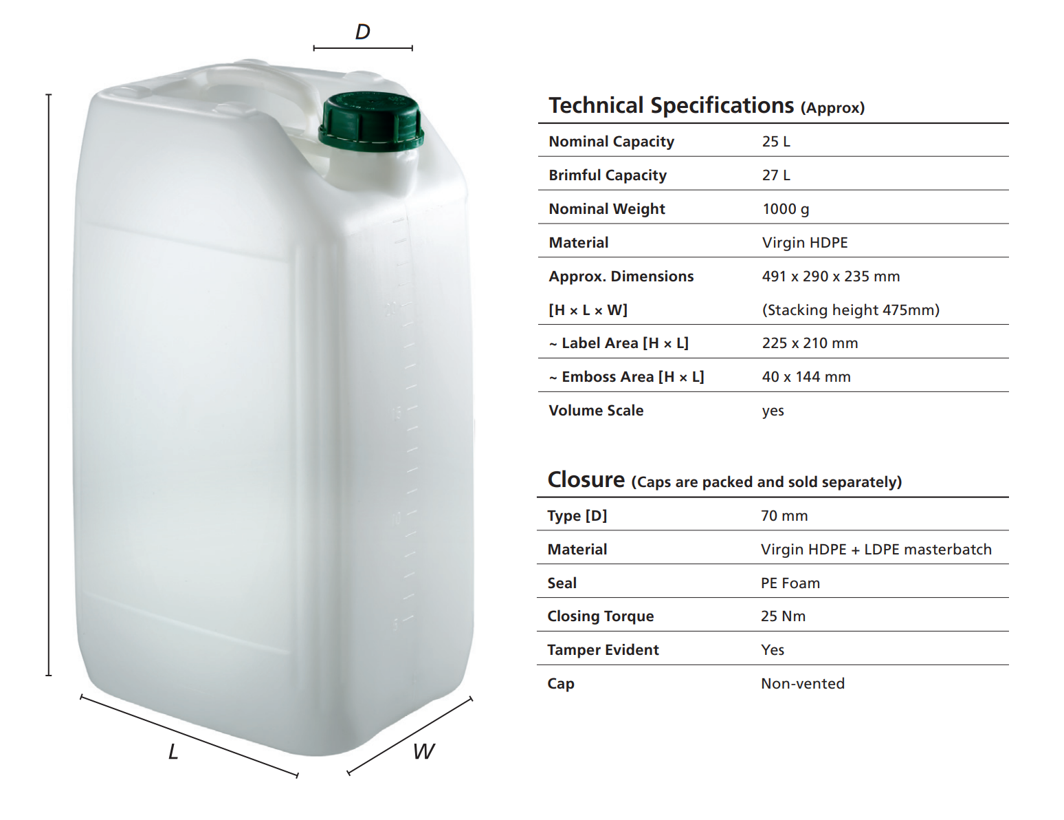 25L Heavy Duty Anti Glug Potable Water Container Stackable Jerrycan ...