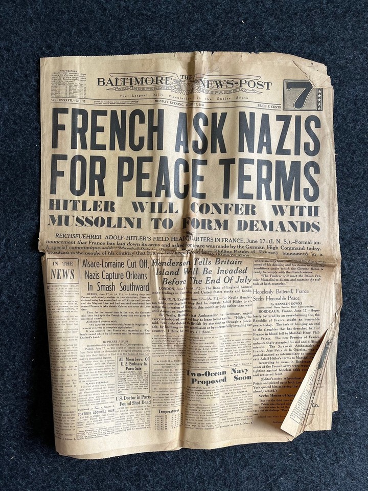 1940 WW2 French Surrender to Germany - Paris Falls World War 2 ...