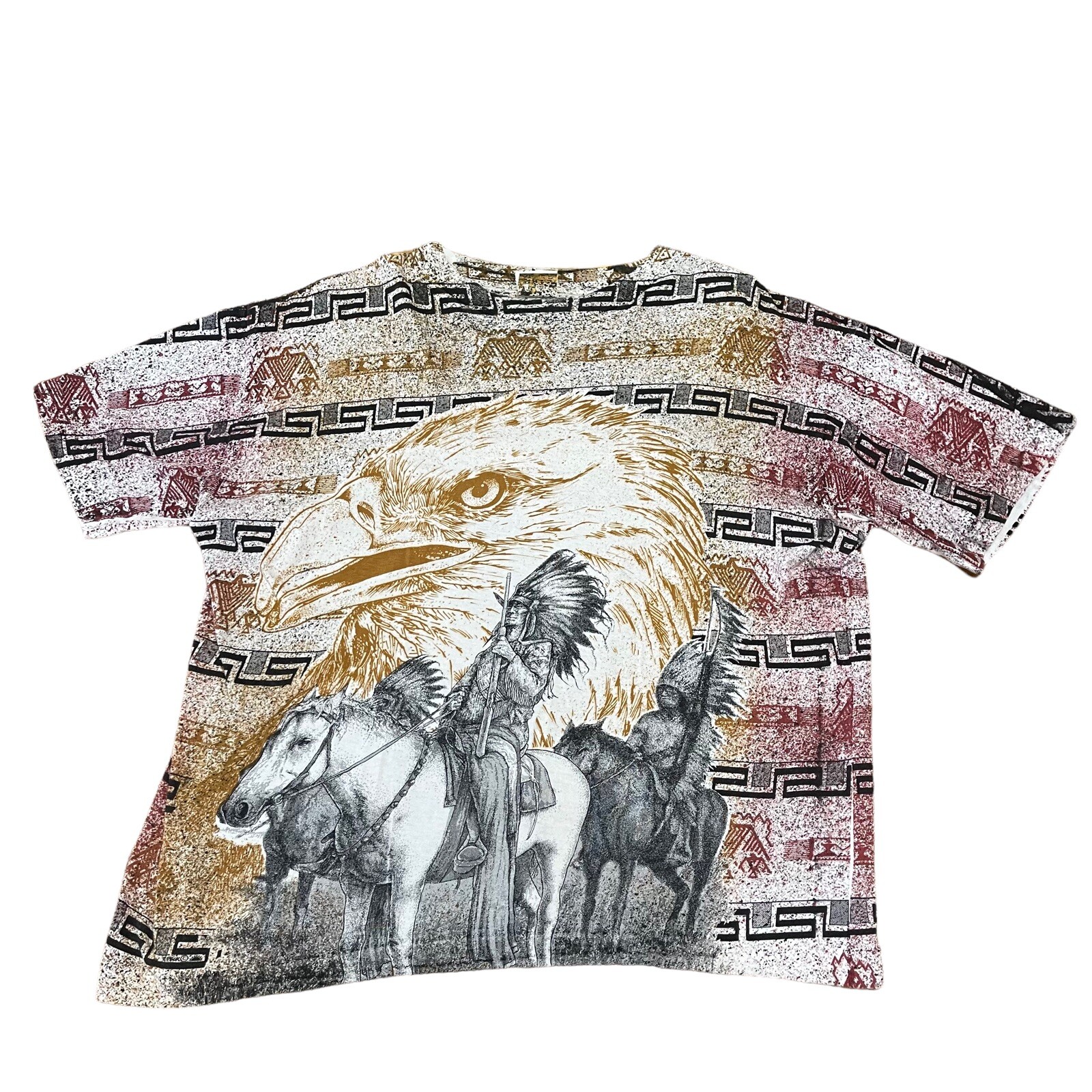 VTG Native American Buffalo Headdress Eagle Shirt Ray… - Gem