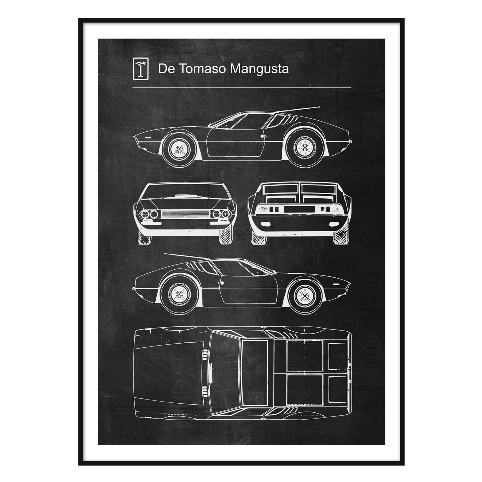 De Tomaso Mangusta Car Poster Vintage Blueprint Art Retro Schematic | eBay