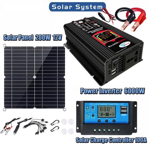 110V/220V 100A 6000W Complete Solar Panel Kit Solar Power Generator ...