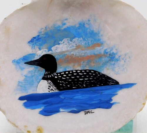 Sea Shell Hand Painted Loon Made in Japan DMC Nautical Decor 5.25x5.5 ...