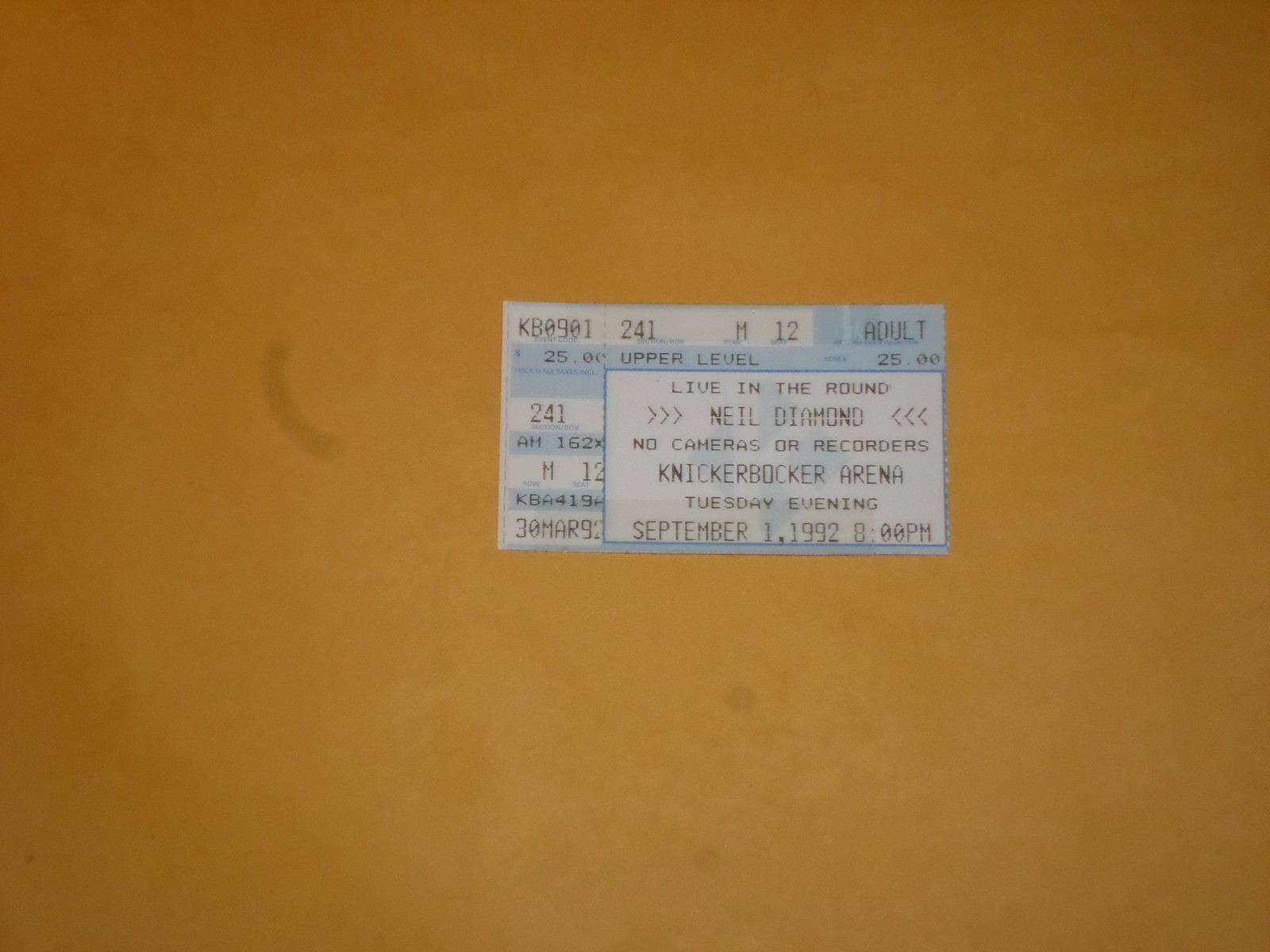 Neil Diamond Ticket-1992-"Sweet Caroline"-Knickerbocker Arena-Albany,NY ...