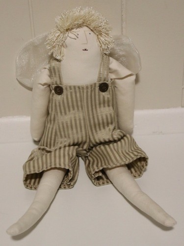 Woof & Poof Angel 19" Plush Doll Ivory w Green Suspenders U.S.A. 2000 ...