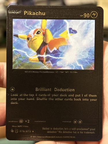 Pokemon Pikachu Lucha Libre Black Foil Fan Art Card 076/073 Gold Star ...