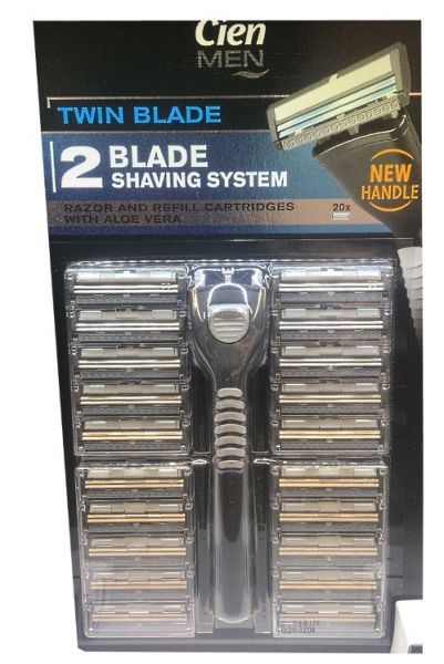 CIEN MEN TWIN BLADE SHAVING SYSTEM RAZOR AND REFILL CARTRIDGES WITH ...