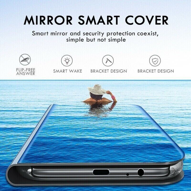 For SAMSUNG GALAXY A54 FLIP CASE SMART BOOK CLEAR VIEW BLACK MIRROR ...