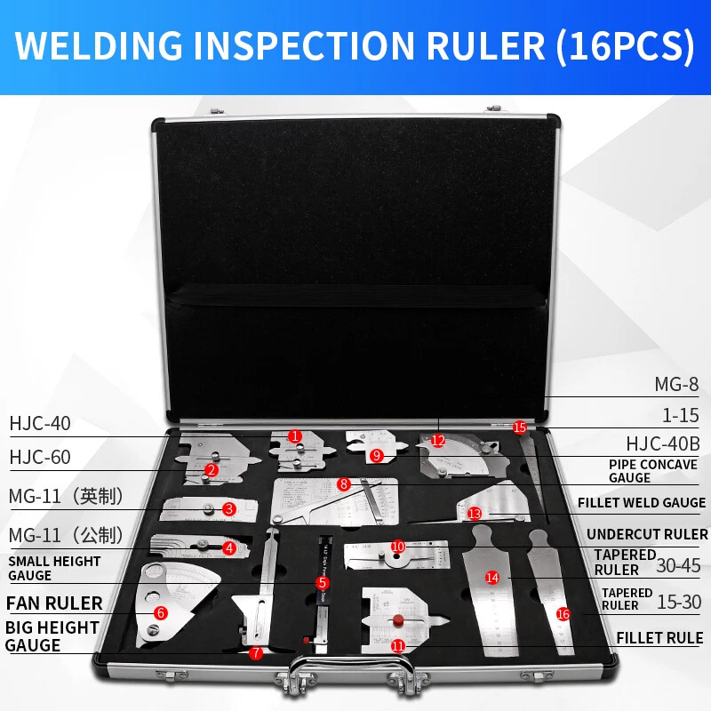 16 Pieces Kits Welding Measure Tools Combined Suit Welding Inspection ...