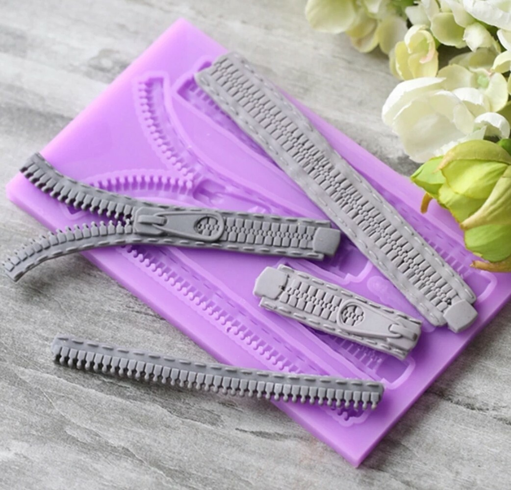 4 ZIPS SILICONE MOULD-ZIPPER CAKE DECORATING MOLD, ZIP CAKE DECORATION ...