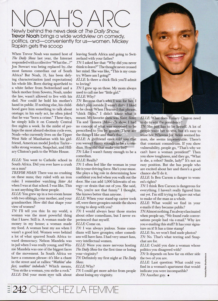 Trevor Noah Grandmother Trevor Noah 1 Page Clipping 2016 Noah's Arc