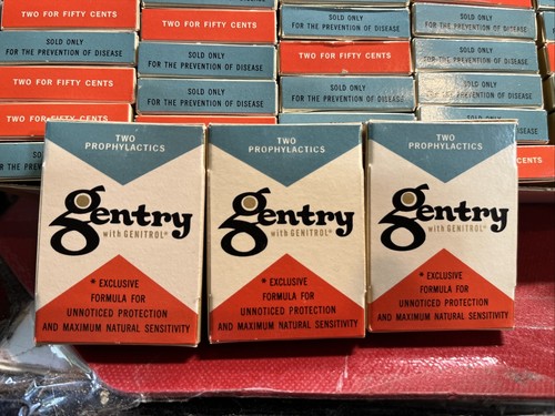 3 NOS 1960’s Gentry Condoms Genitrol VINTAGE unopened prophylactic ...