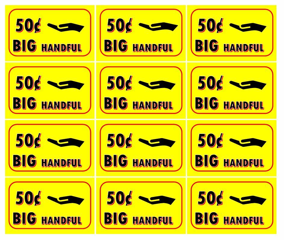 12 .50 BIG HANDFUL Stickers Bulk Vending Labels 50 cent | eBay