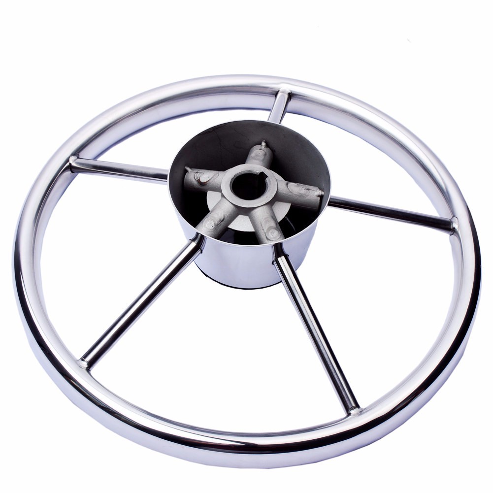Stainless Steel 5 Spokes Boat Steering Wheel 11'' Dia for Marine Yacht ...