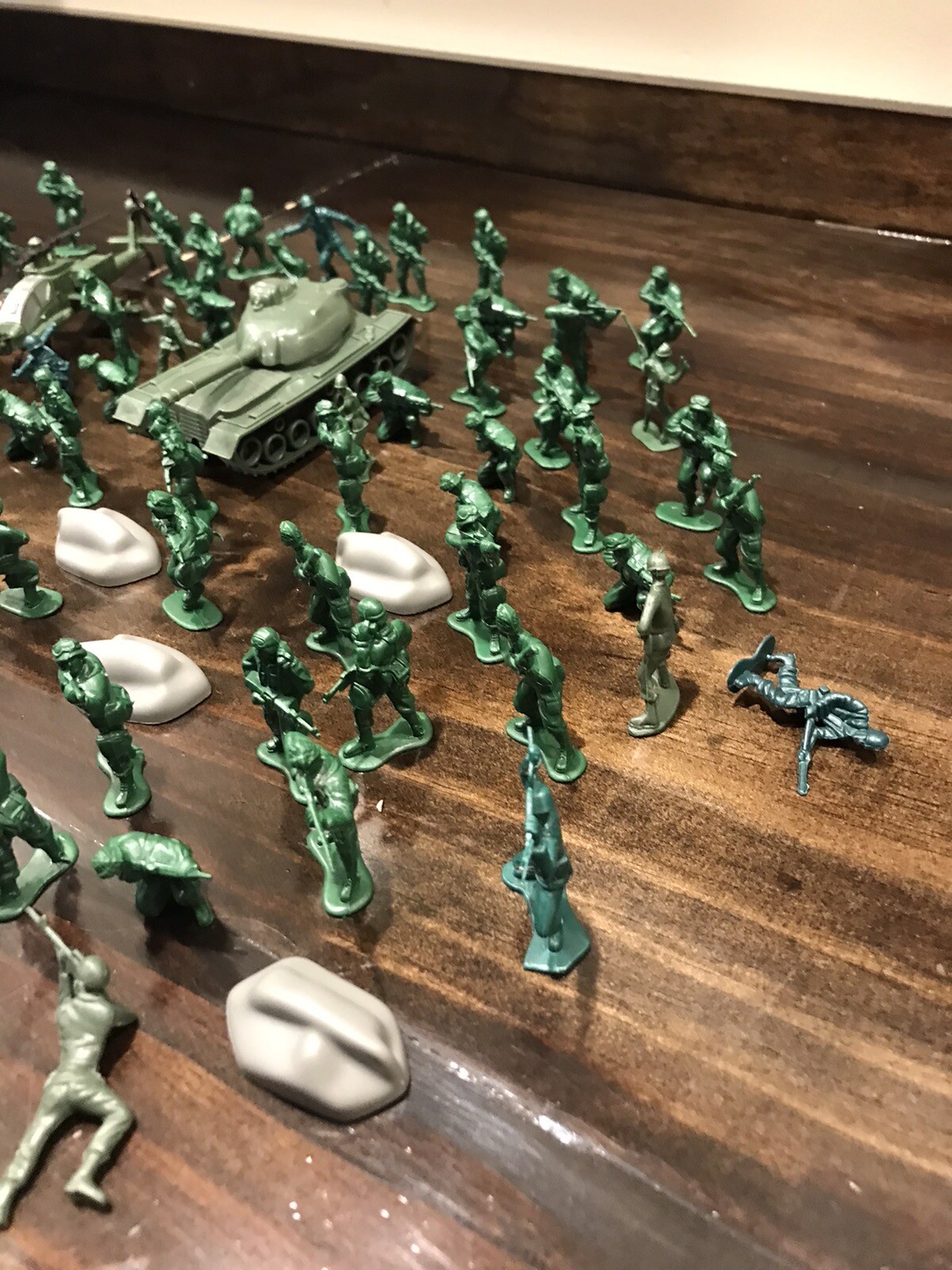 Huge Lot Of Green Military Play Soldiers Army Men A Tank, Helicopter ...