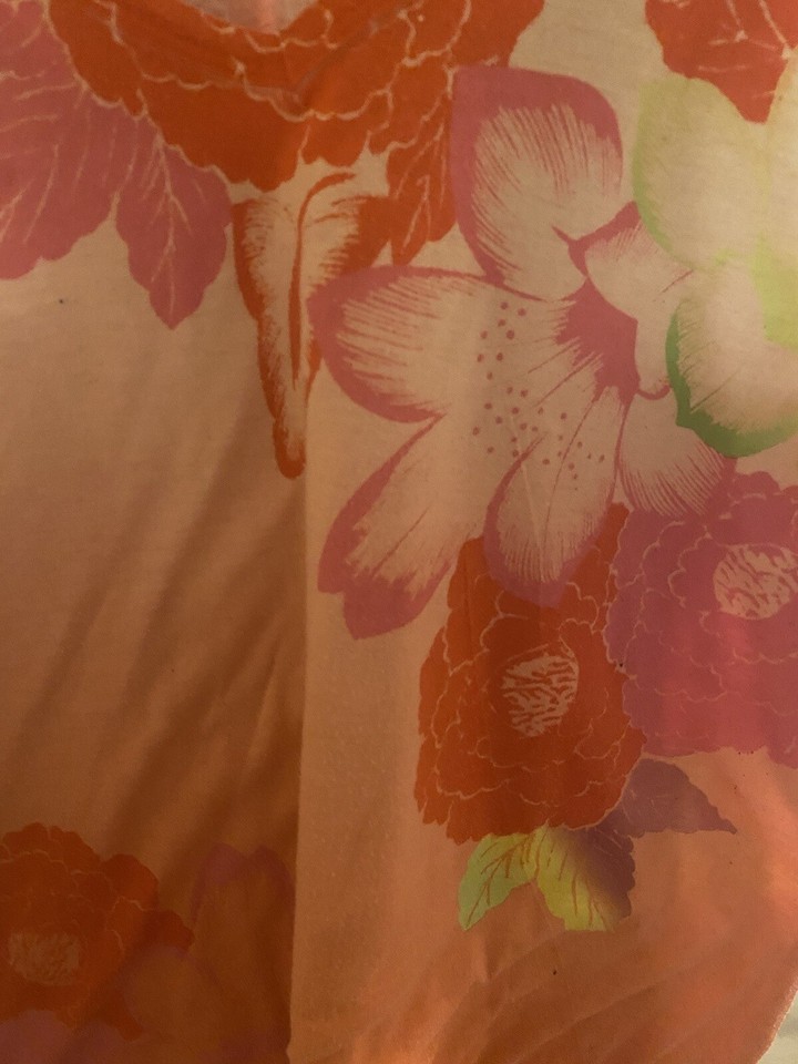 Fashion Bug Orange Yellow Pink Floral V-Neck Top Size XL Women’s | eBay