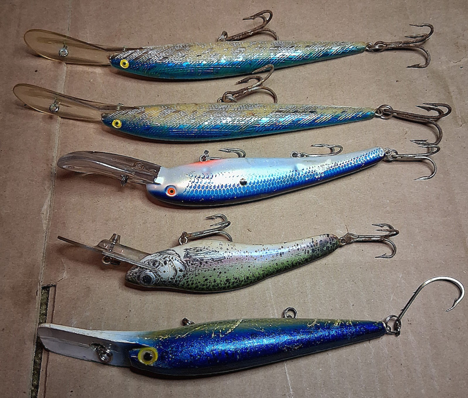 5 Large Lip Lures, 2 Rebels, 1 Crankbait, Big Mac, 1 Unknown, Fishing ...
