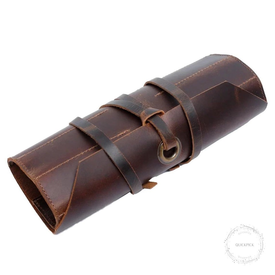 Leather Tool Roll Up Pouch 10 Slots Leather Tool Wrench Roll/Chisel Bag ...