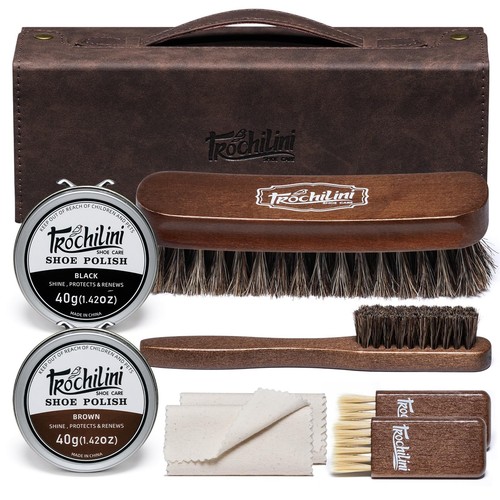Shoe Polish Kit Care Set 9PCS Travel-Friendly Shoe Shine Set with Black ...