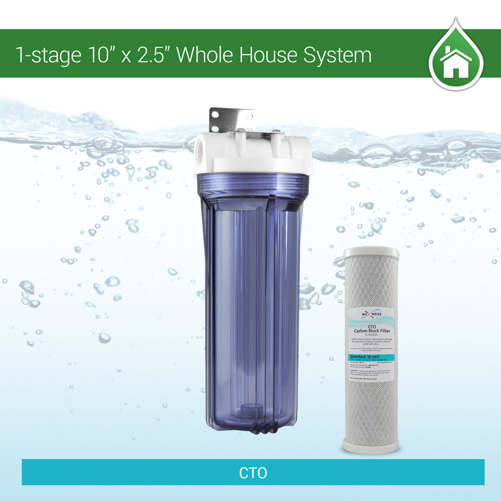 10" Whole House Water Clear Filter Housing- Pre Aquarium Boiler RO odor ...