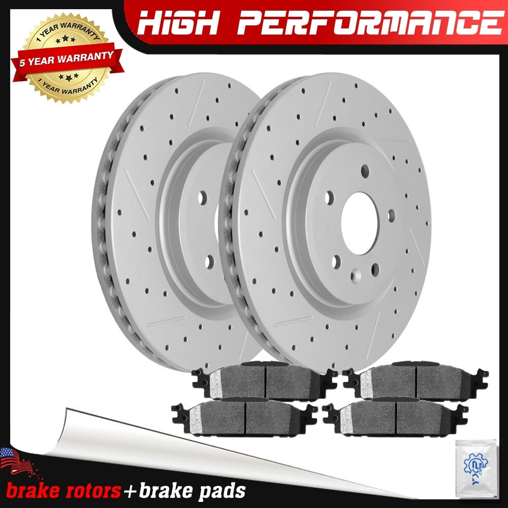 Front Drilled Disc Brake Rotors + Brakes Pads for 2011 2012-2019 Ford ...