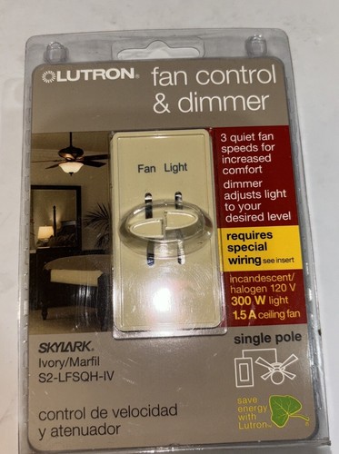 Lutron Skylark 1.5 Amp Ivory Fan Control and 3 Speed Dimmer for sale ...