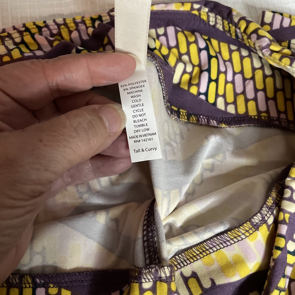 New Womans LuLaRoe Smoky Purple Yellow Pale Yellow Geo Pattern Leggings ...