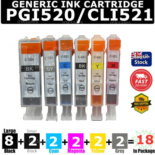18 Generic Ink Cartridges PGI-520 CLI-521 For Canon PIXMA MX980 MX990 ...