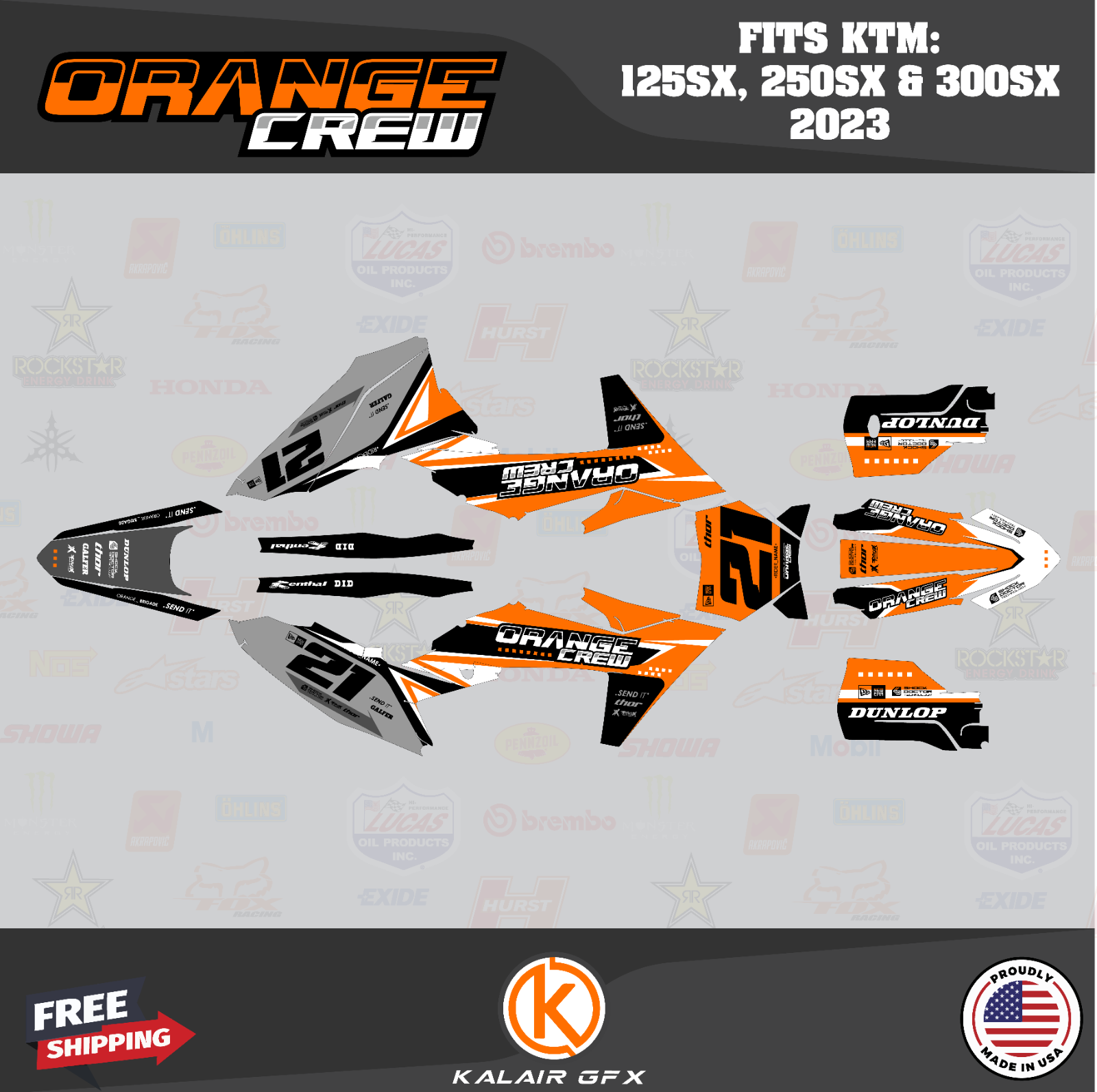 Graphics Kit for KTM MX 2-stroke 125SX 250SX & 300SX 2023 OG-Crew ...