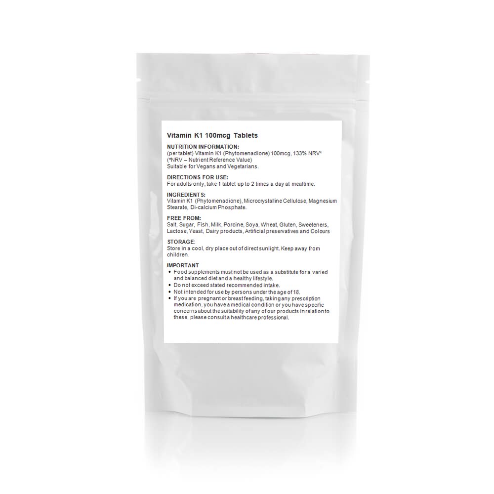 100 Tablets - Phytomenadione (Vitamin K1) 100mcg - Blood Clotting ...