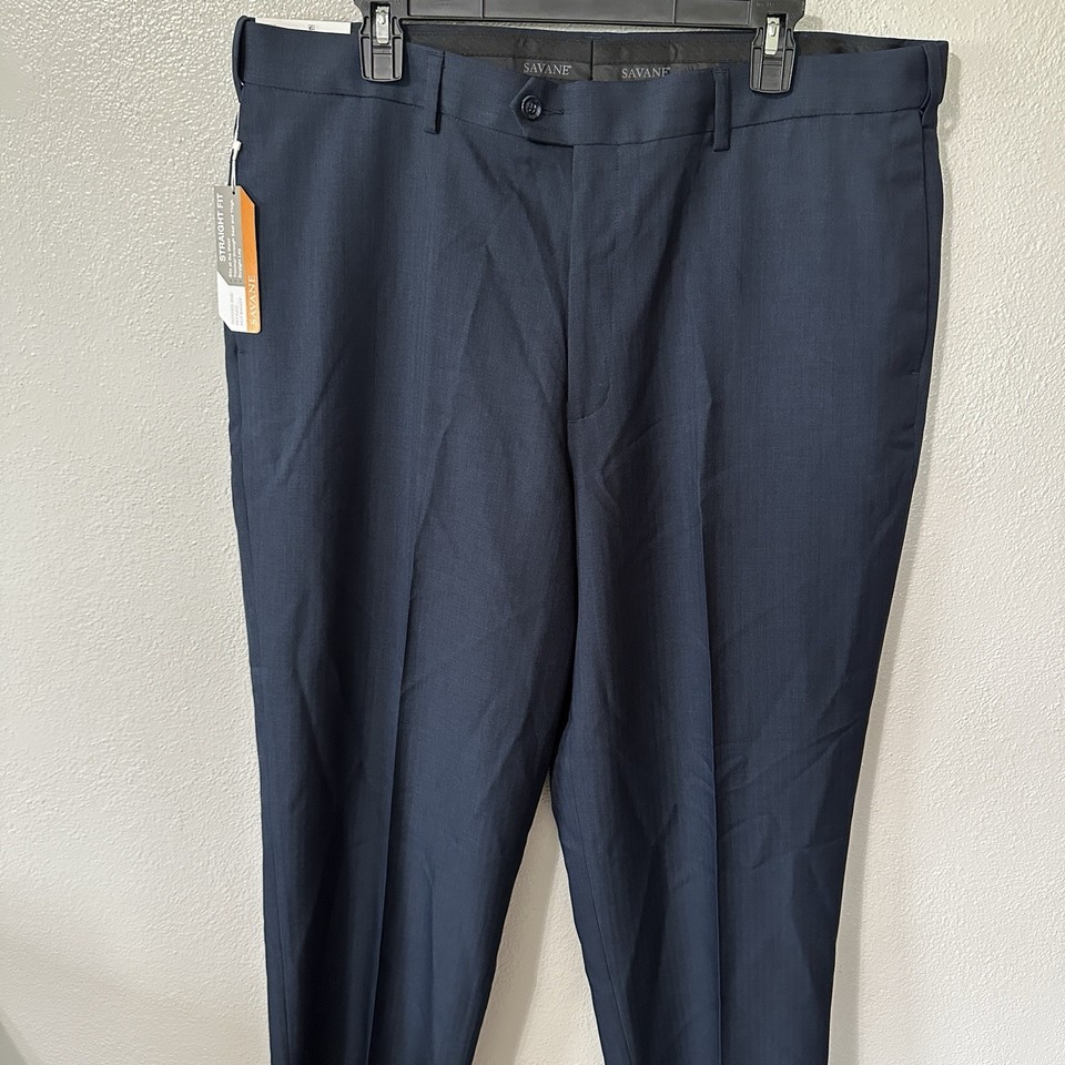 NEW SAVANE Dress Pants Slacks Travel No Iron Blue Men’s Size 38x32 ...