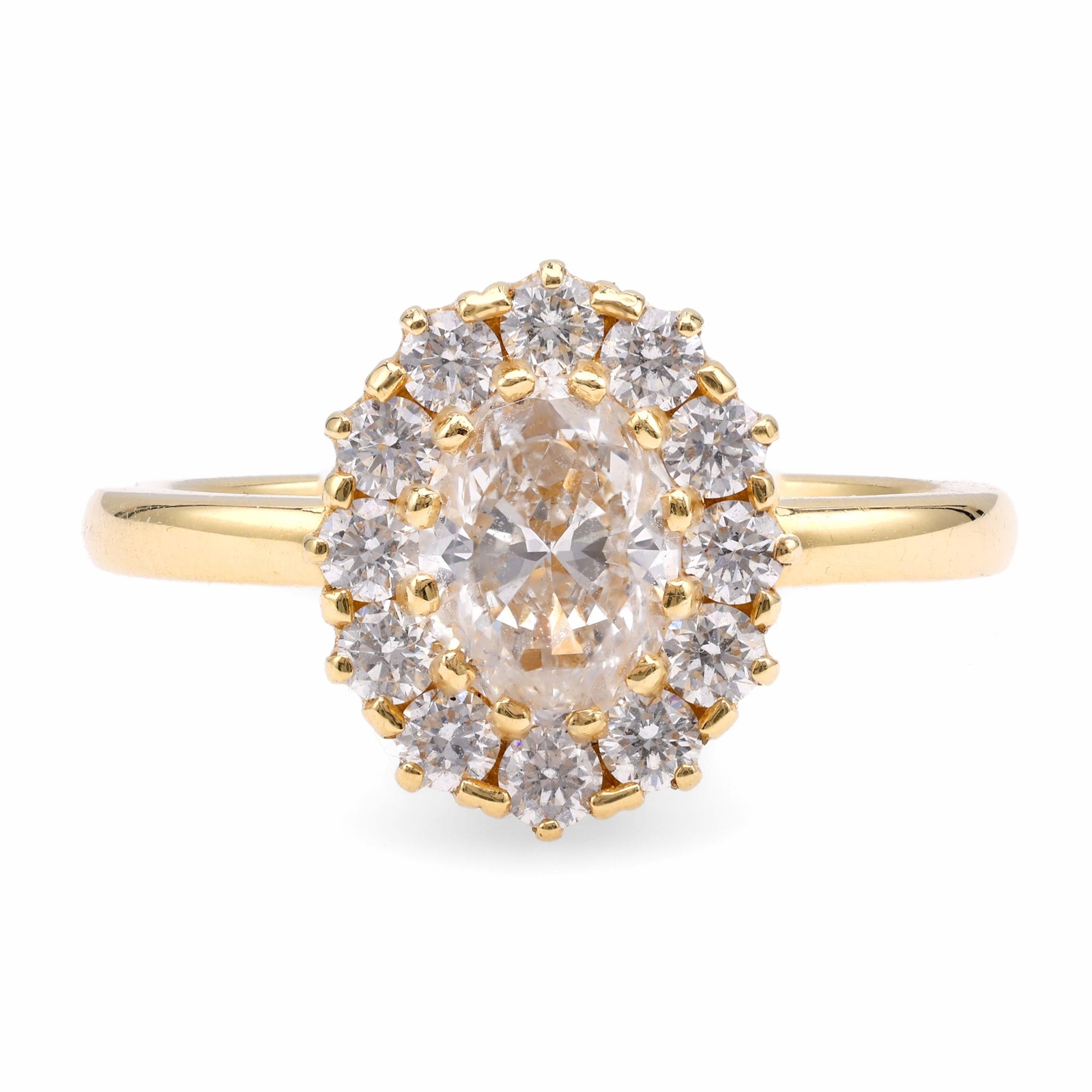 Vintage Inspired Diamond 18K Yellow Gold Cluster Ring - Gem