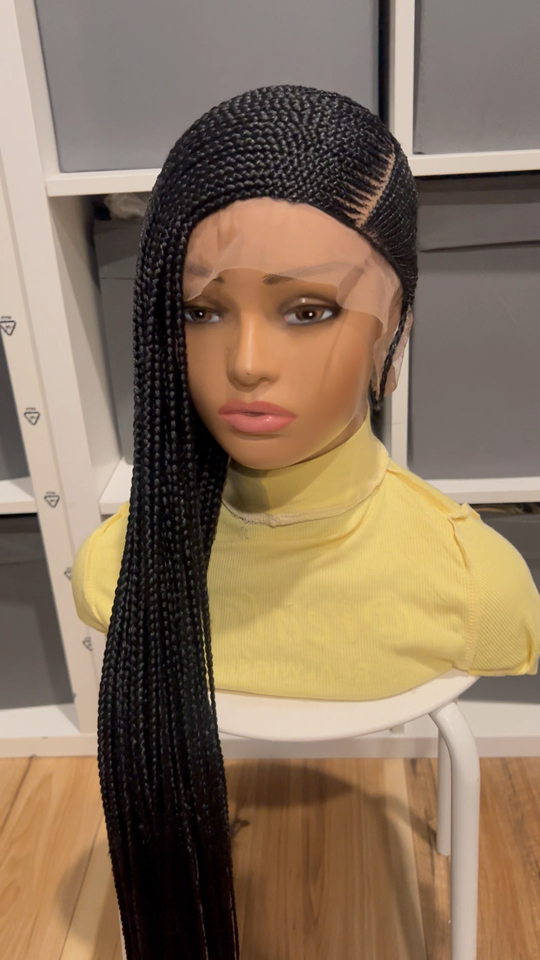 Braided Wig,Ponytail Side Part Braided Cornrows Wig. .. length is 30 ...