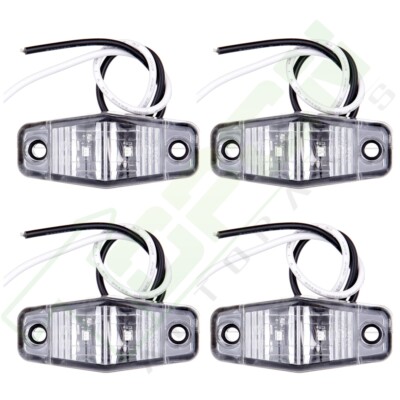 2 Pair Mini Oval Clear/Red Side Marker Trailer Truck Clearance Light ...