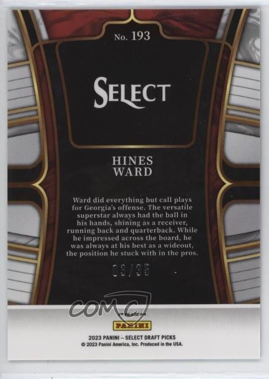 2023 Panini Select Draft Picks Field Level White Prizm /35 Hines Ward ...