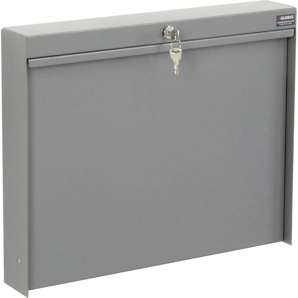 Folding Wall Mounted Shop Desk Locking 20"W x 3-3/8"D x 16-3/8"H Gray ...