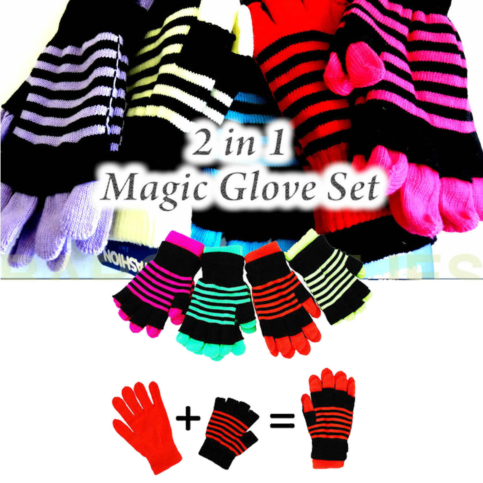 Guantes Magic 2 in1 sin Dedos De 5-15 Años Niño Chica Mujer Invierno | eBay