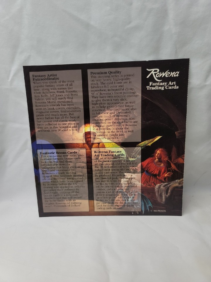 Rowena Fantasy Art Trading Card Promo Sheet VTG 1993 Comic Flowena Rare ...