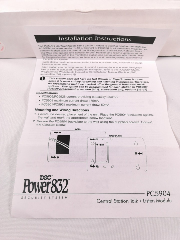 DSC Power 832 Talk/Listen Module P5904 security alarm | eBay