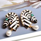 Yellow Gold Plated Women Jewelry Adorable Zebra Drop Earring White Pearl Jewelry | eBay