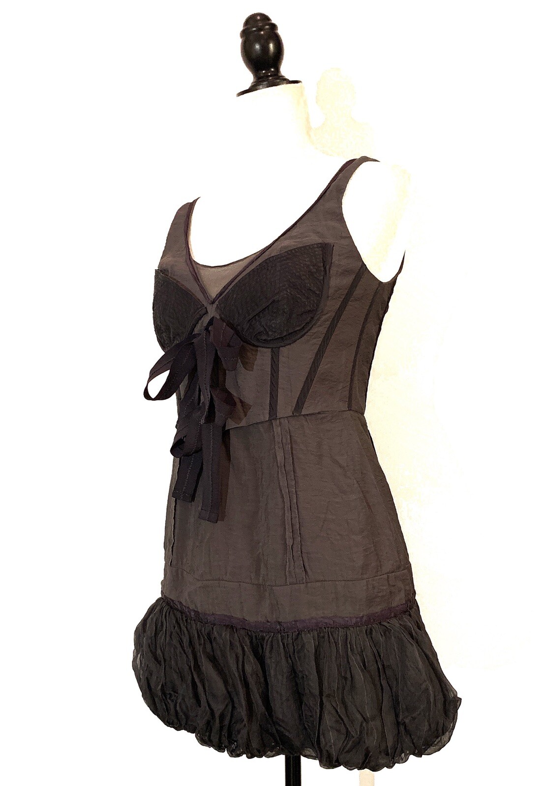 BCBG MAX AZRIA - Runway Saloon Gray Bustier Ruffled Flounced Hem Mini ...