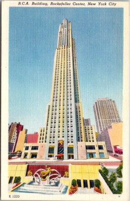 RCA Building New York City Rockefeller Center Vintage Linen Postcard B8 ...