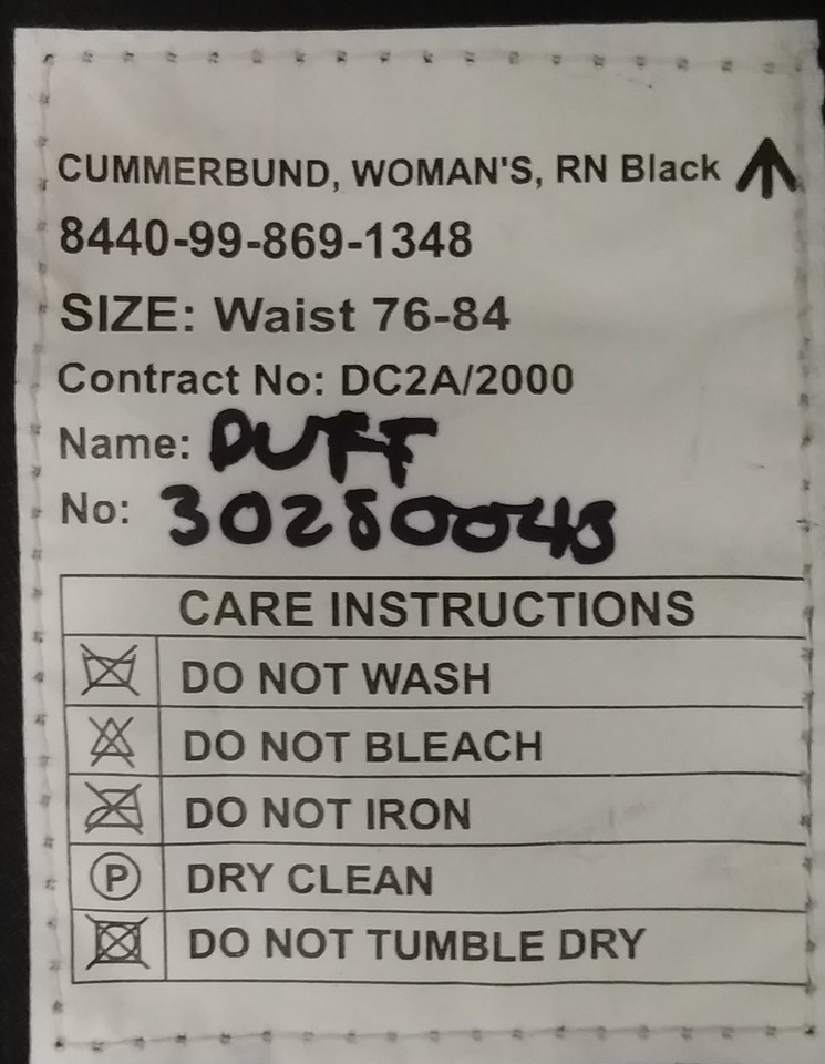 Royal Navy WRNS BLACK Cummerbund Naval RN Ceremonial Genuine British ...