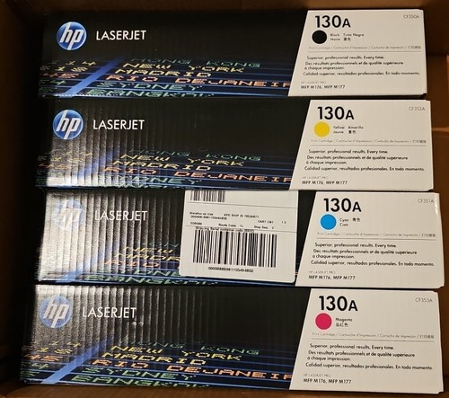 HP LASERJET 130A TONER CARTRIDGE (4) MAGENTA CYAN YELLOW BLACK CF352A ...