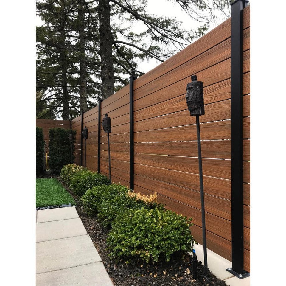 Hoft Metal Fencing 73"X3"X3" Black Aluminum Deck Fence Line Post ...