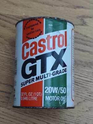 Vintage Cardboard Can Castrol GTX SAE 20W / 50 MOTOR OIL.. FULL ...