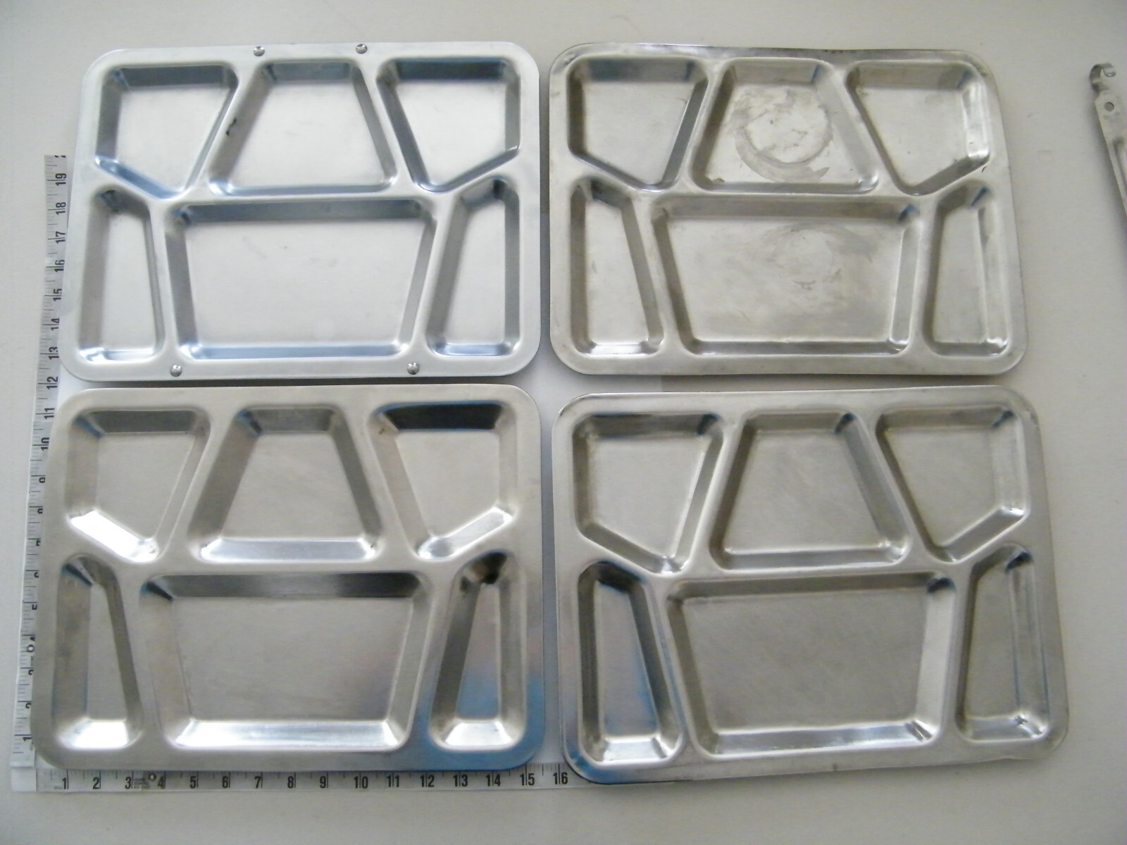 4 US Military Mess Hall Trays 1 Spoon Stainless Steel USN Navy Army ...