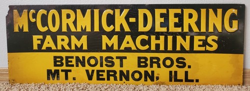 Antique Vintage McCormick Deering Farm Machines Tin Tacker Metal Sign ...